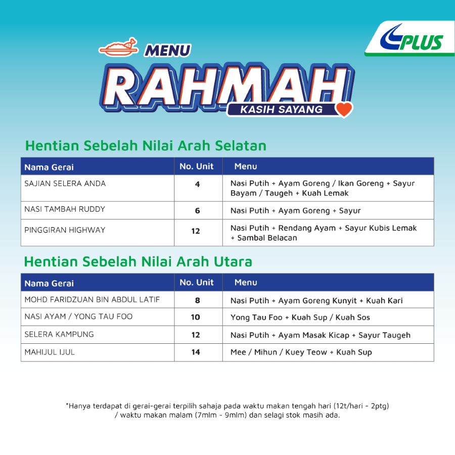 9 lokasi R&R PLUS laksana Program Menu Rahmah mulai 23 Februari 2023 ...